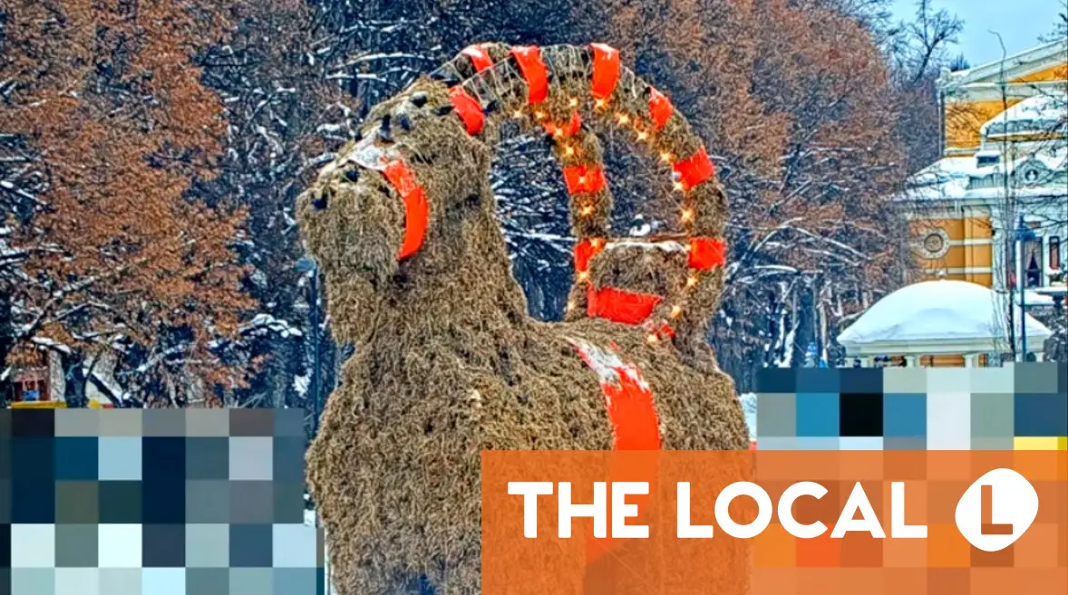 Sweden's Gävle goat is Christmas dinner for peckish birds