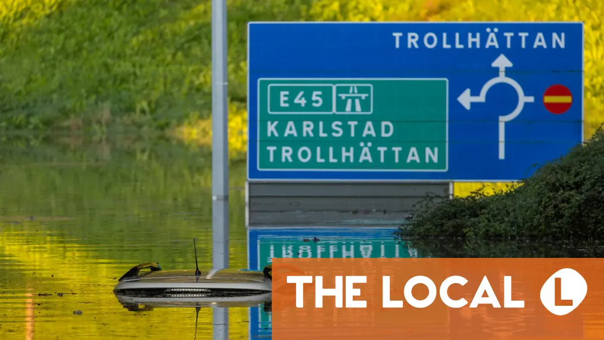 E45 motorway closed north of Gothenburg after flooding